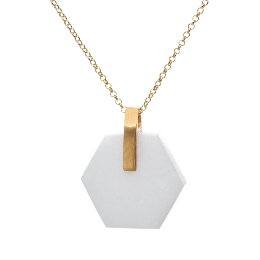 marmarometry | White Hexagon Marble Necklace